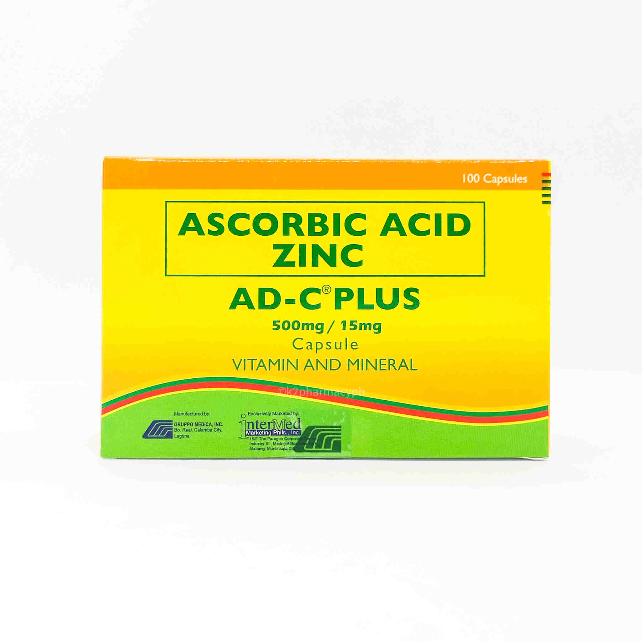 AD-C® Plus Ascorbic Acid Zinc 500mg Capsule