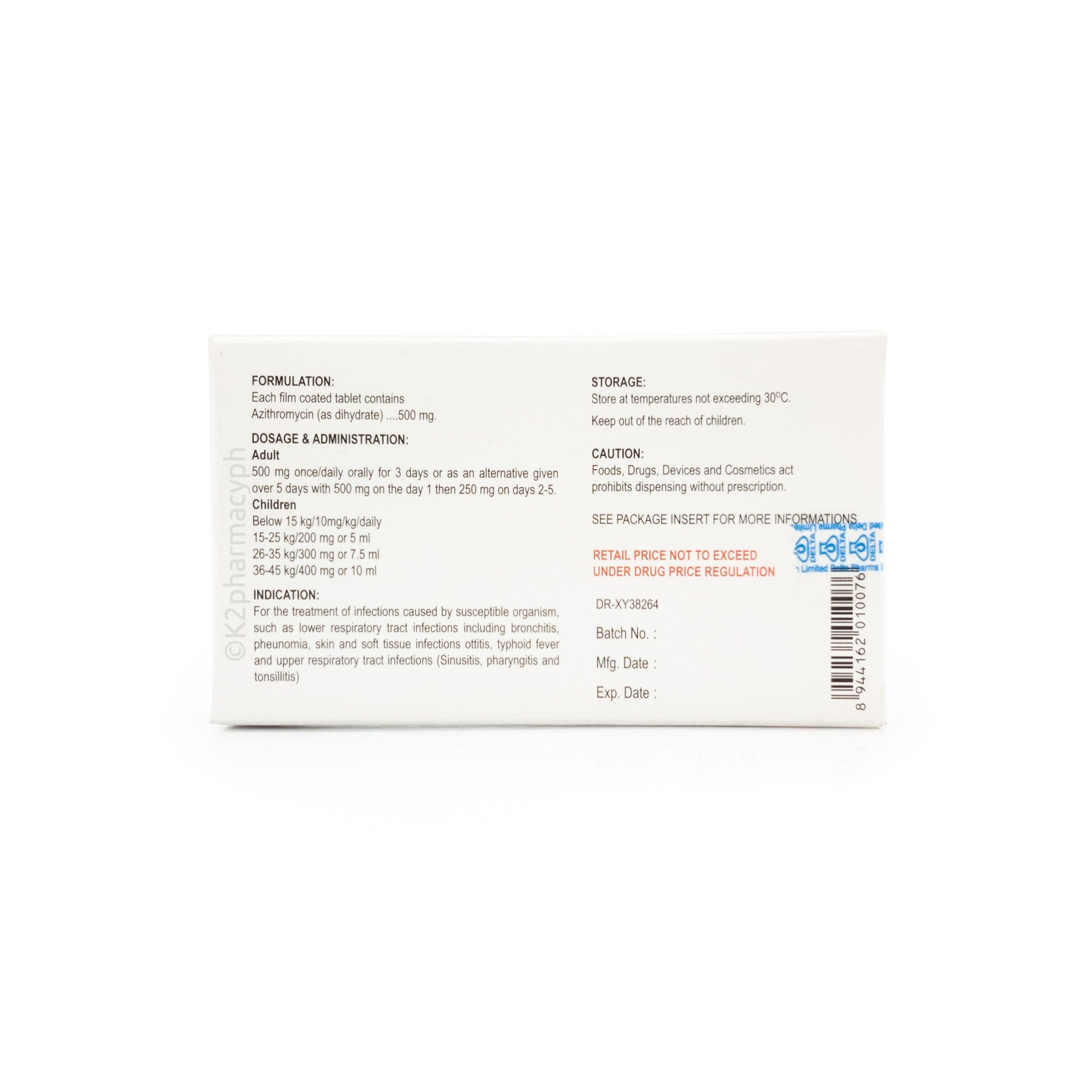 Azo 500 Azithromycin 500mg Tablets