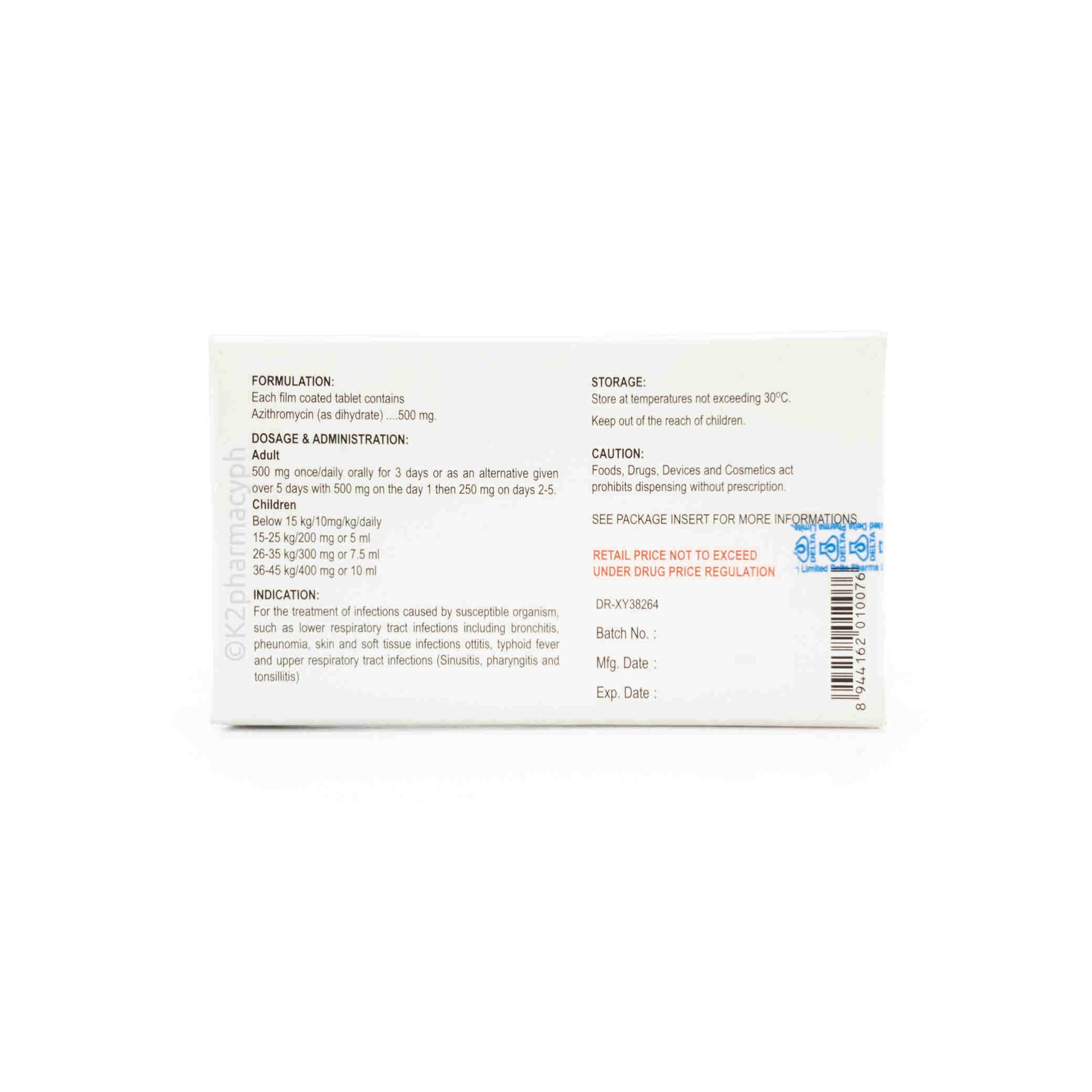 Azo 500 Azithromycin 500mg Tablets