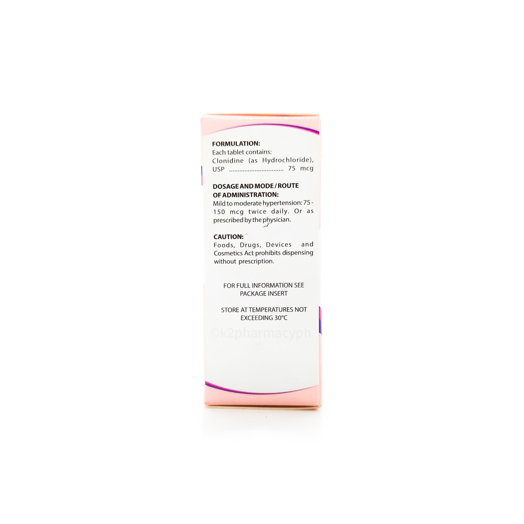 Clodin Clonidine Hydrochloride 75mcg Tablet