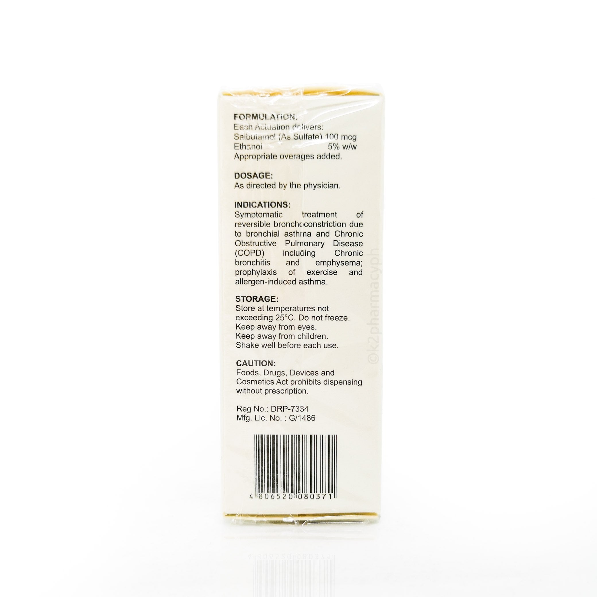 Derihaler 100 Salbutamol Sulfate 200 Actuation