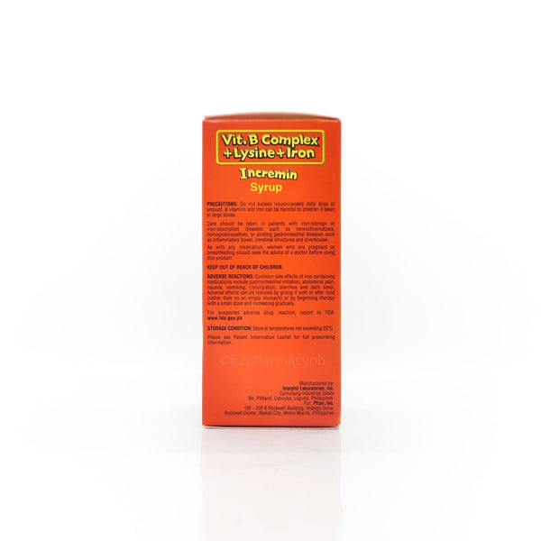 Incremin Syrup Cherry Flavor 60 mL