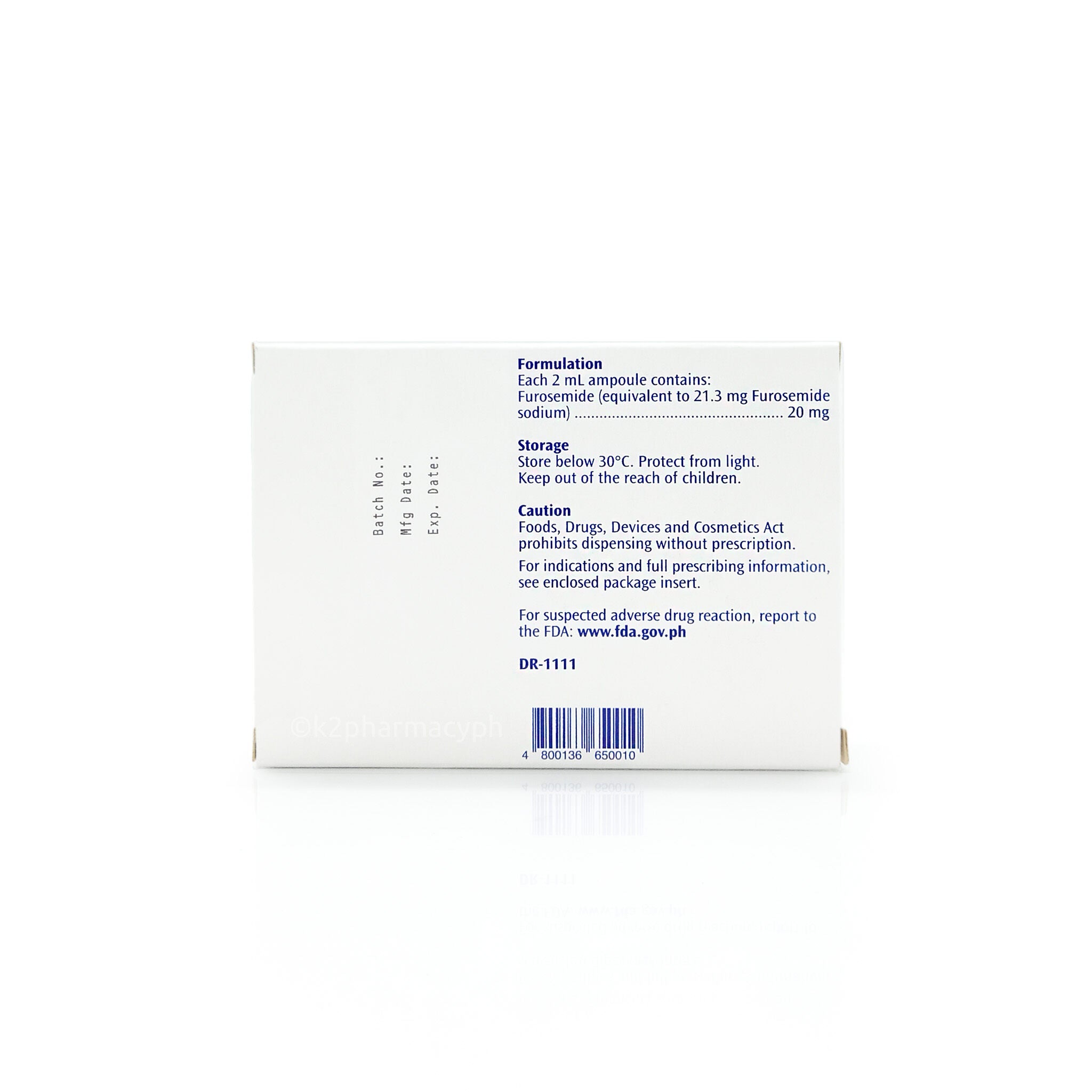 Lasix® 10mg/mL Solution for Injection (IV/IM) 20mg/2mL