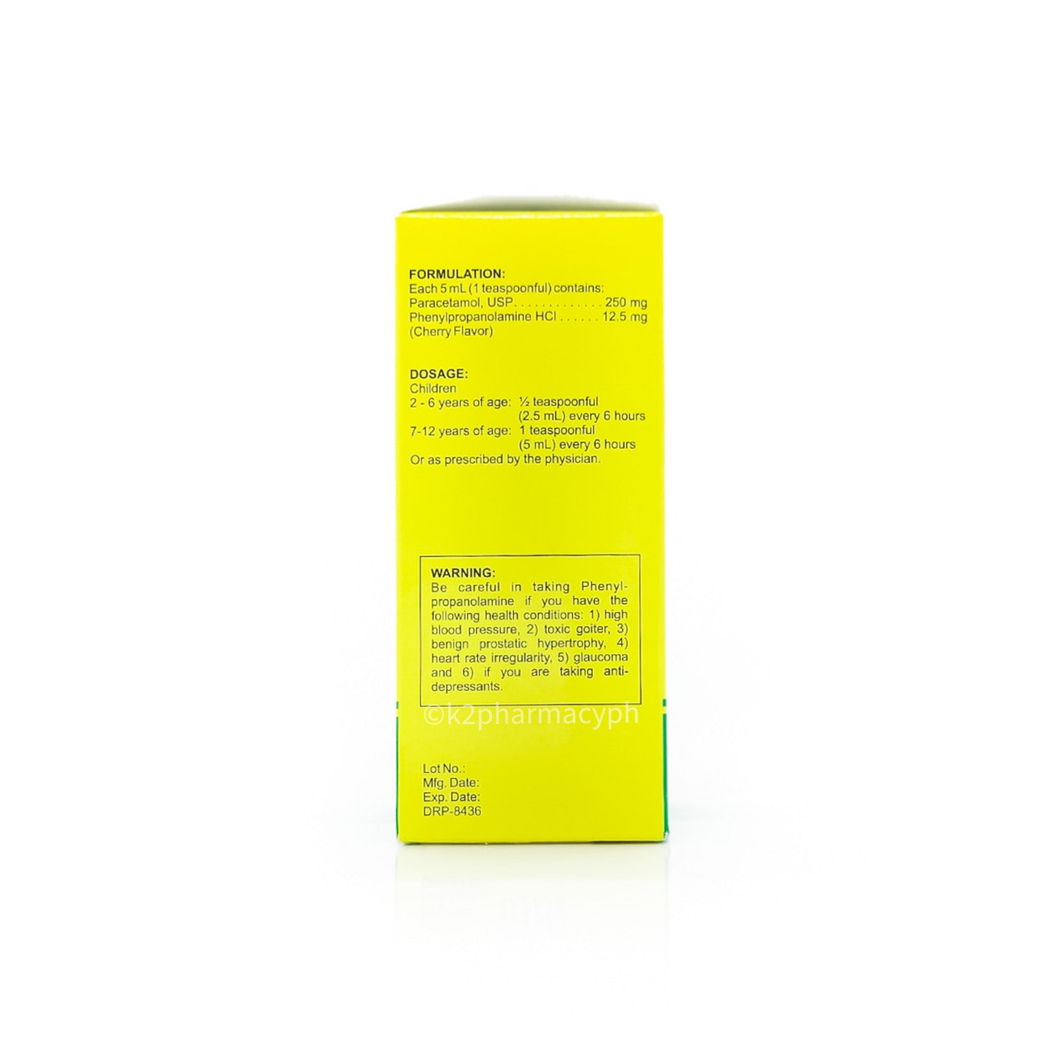 Nasathera Paracetamol Phenylpropanolamine HCI 250mg/12.5mg/5mL Syrup 60mL