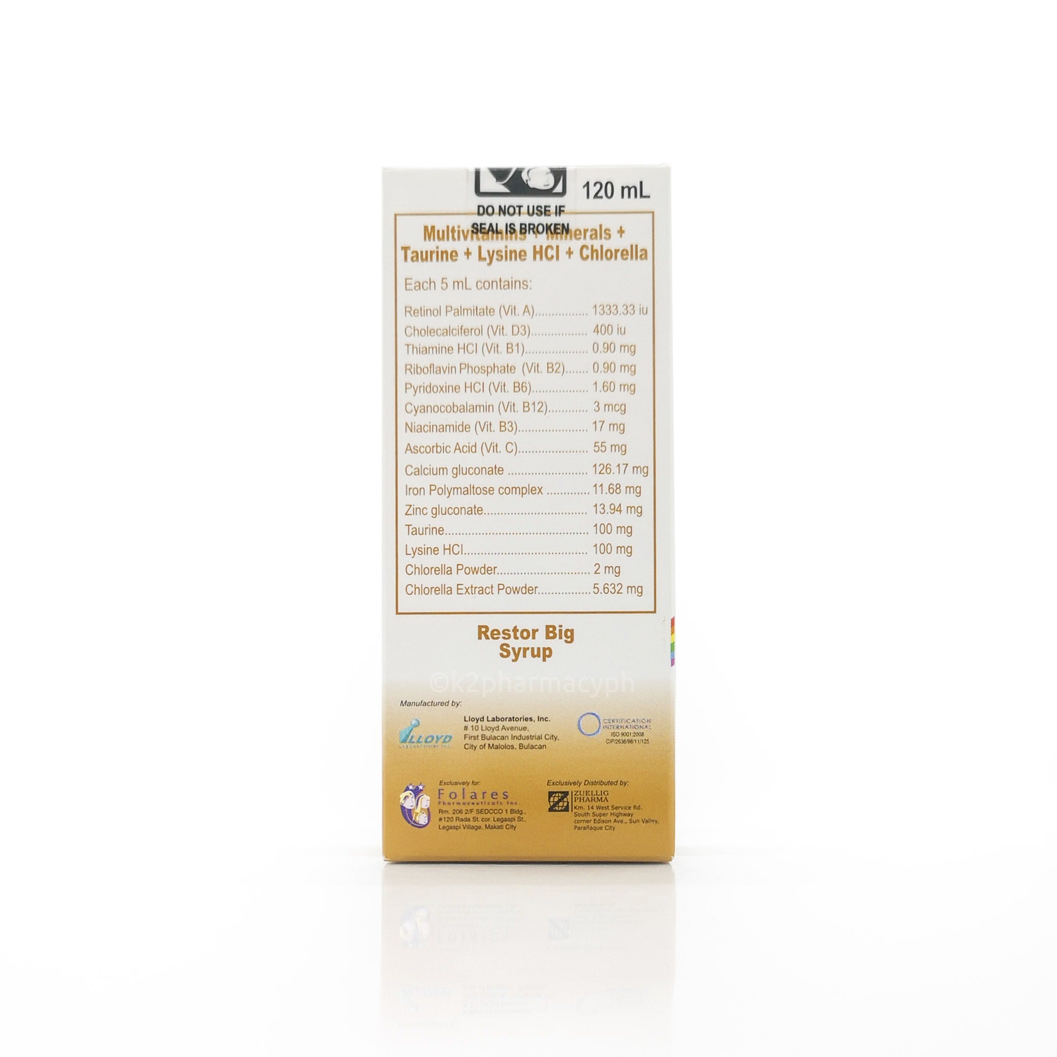 Restor Big Syrup Multivitamins + Minerals + Taurine + Lysine HCI ...