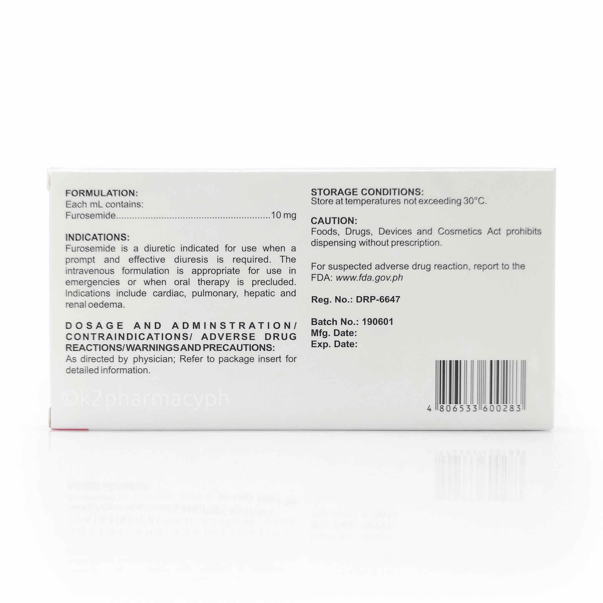 Rosemide Furosemide 10mg/mL Solution for Injection (I.M./I.V.) 2mL Ampoules