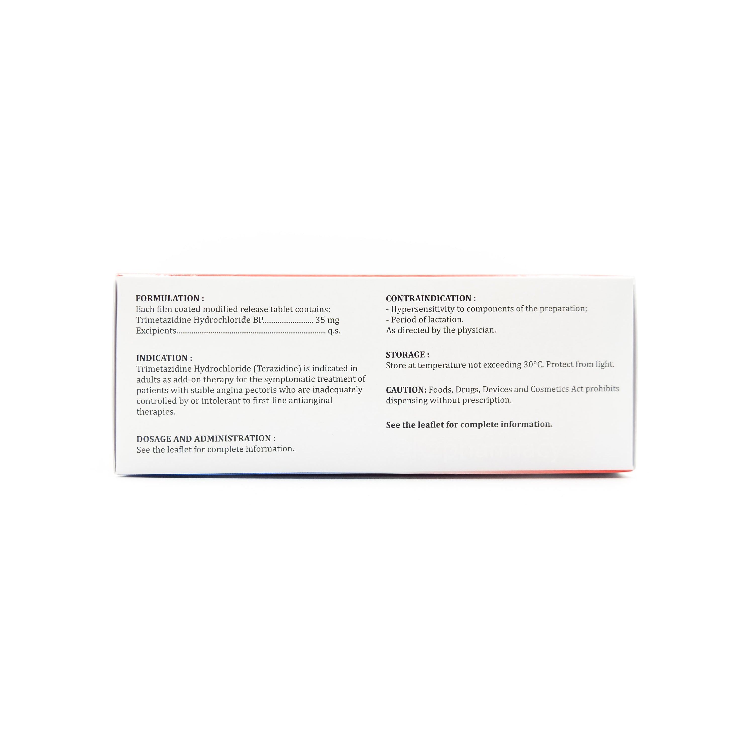 Terazidine Trimetazidine Hydrochloride 35mg Modified Release Tablet