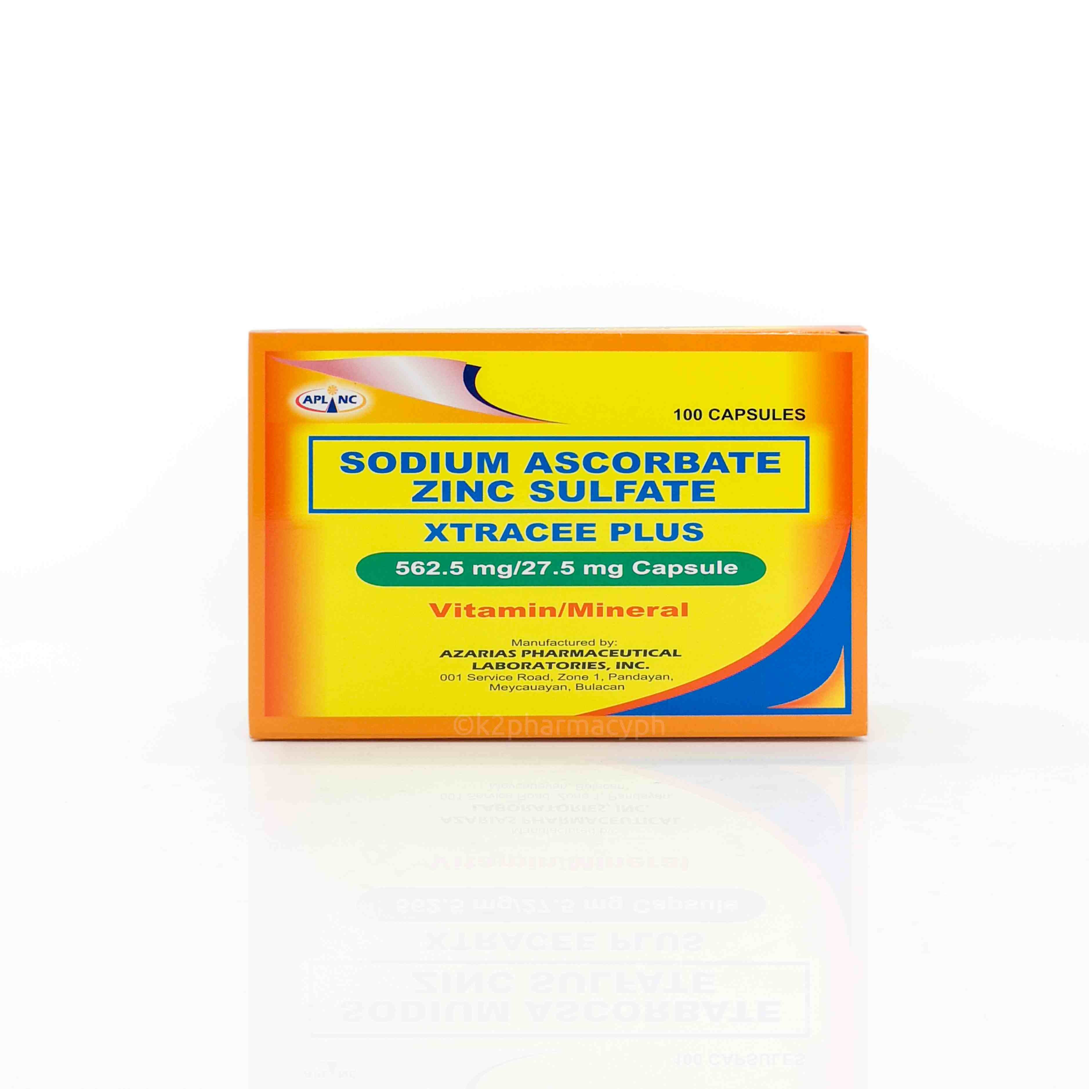 Xtracee Plus Sodium Ascorbate + Zinc Sulfate 562.5mg / 27.5mg Capsule