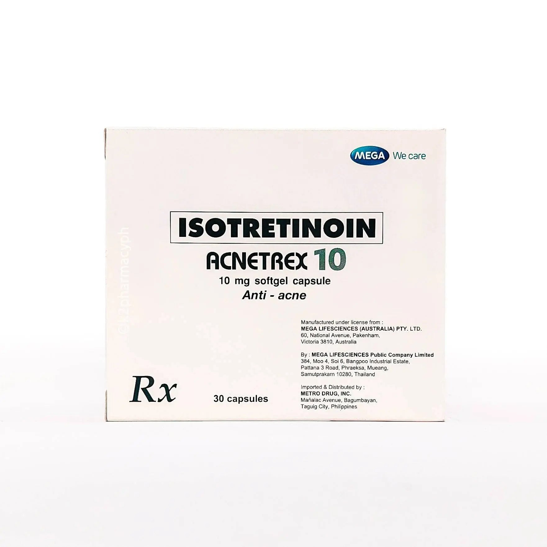 Acnetrex 10 Isotretinoin 10mg Capsule Metro Drug Inc.