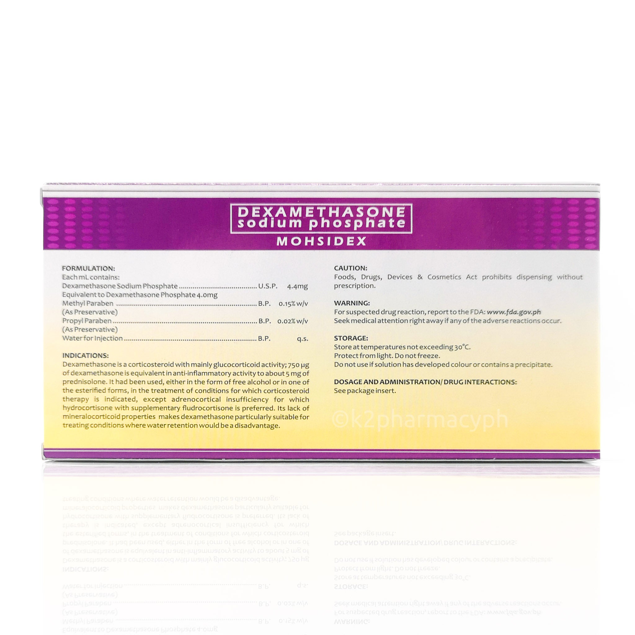 Mohsidex Dexamethasone 4mg/mL Solution for Injection 2mL Ampoules