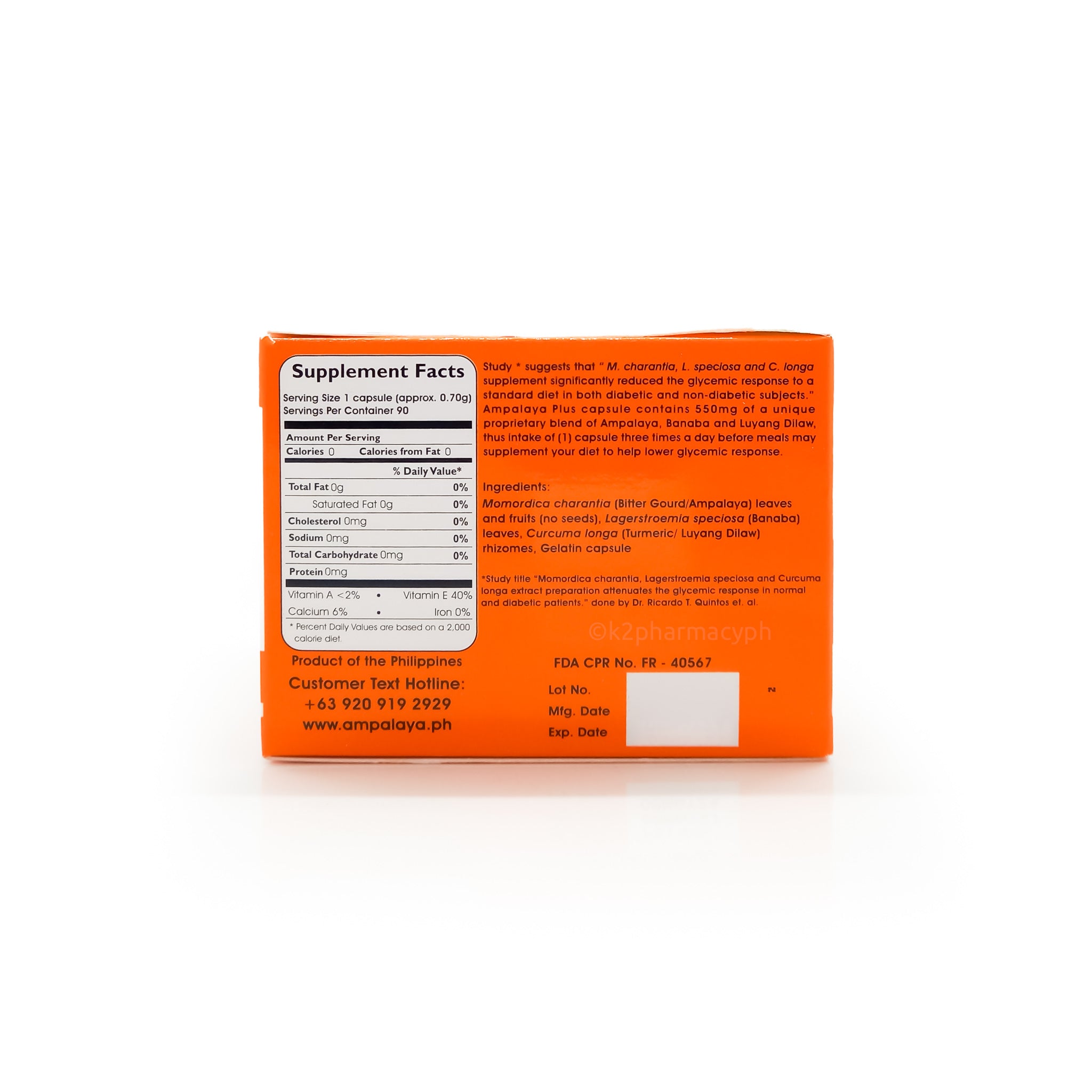 Ampalaya Plus Banaba Luyang Dilaw 550mg Capsules