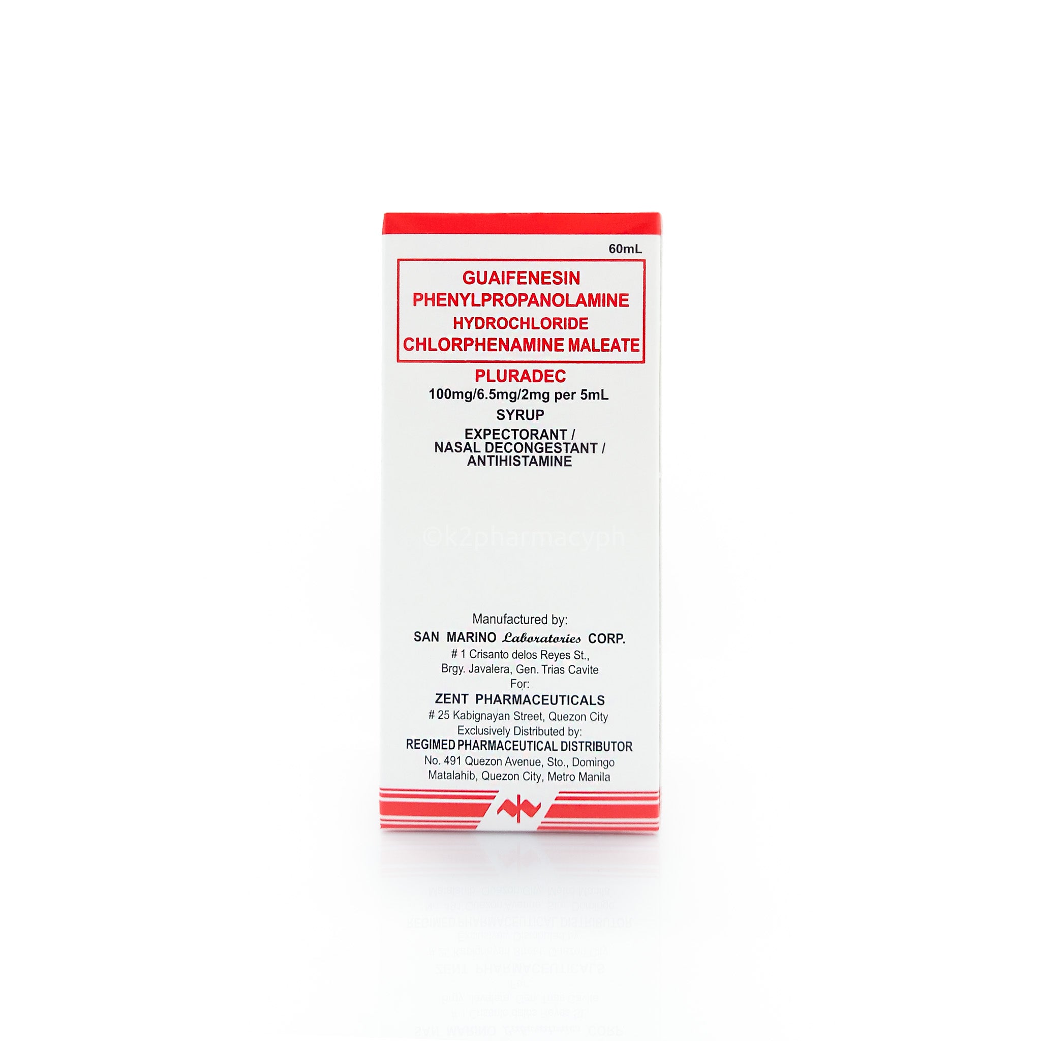 Pluradec Guaifenesin + Phenylpropanolamine HCI + Chlorphenamine Maleate ...