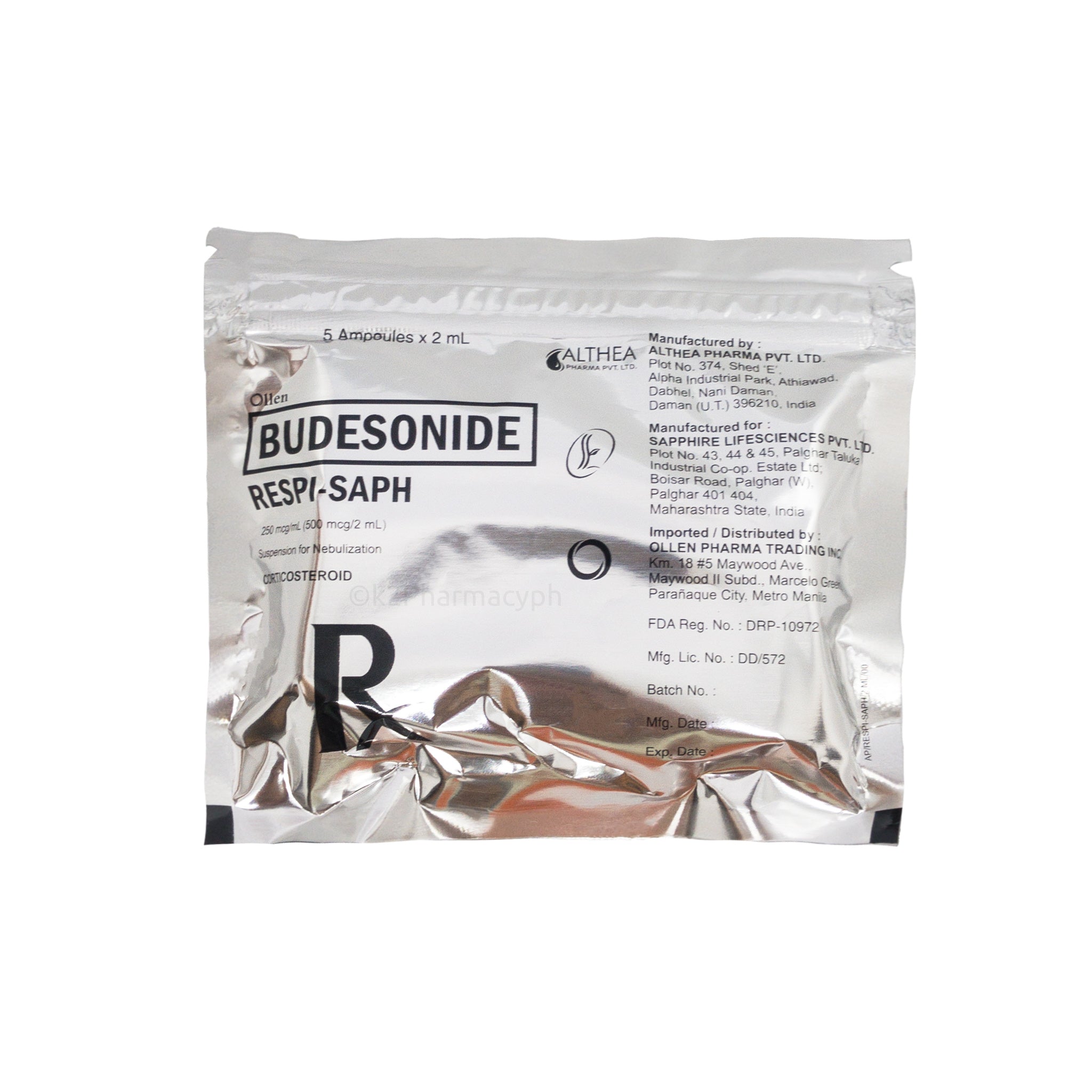 Respi-Saph Budesonide 250 mcg/mL (500 mcg / 2mL) Suspension for ...