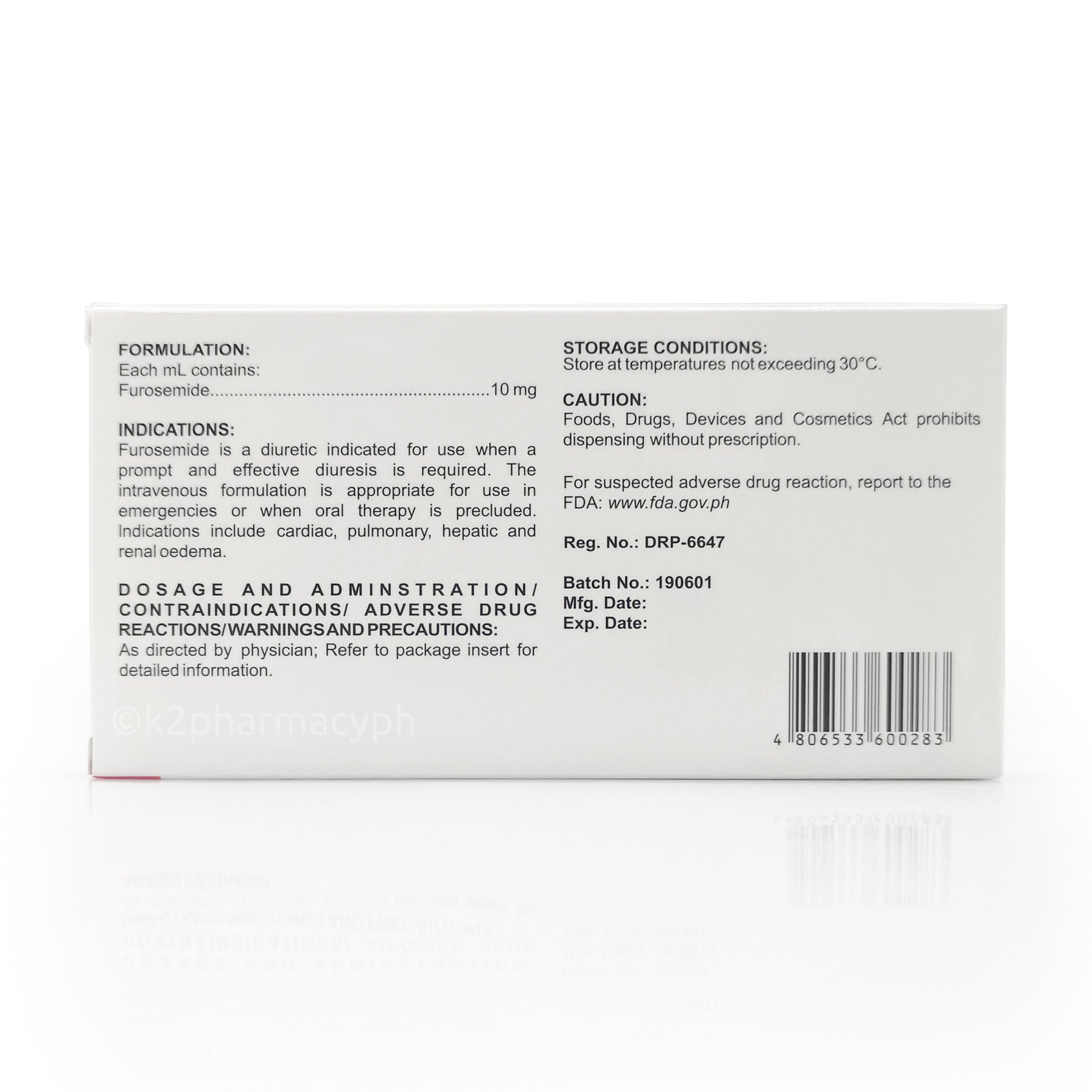 Rosemide Furosemide 10mg/mL Solution for Injection (I.M./I.V.) 2mL Ampoule