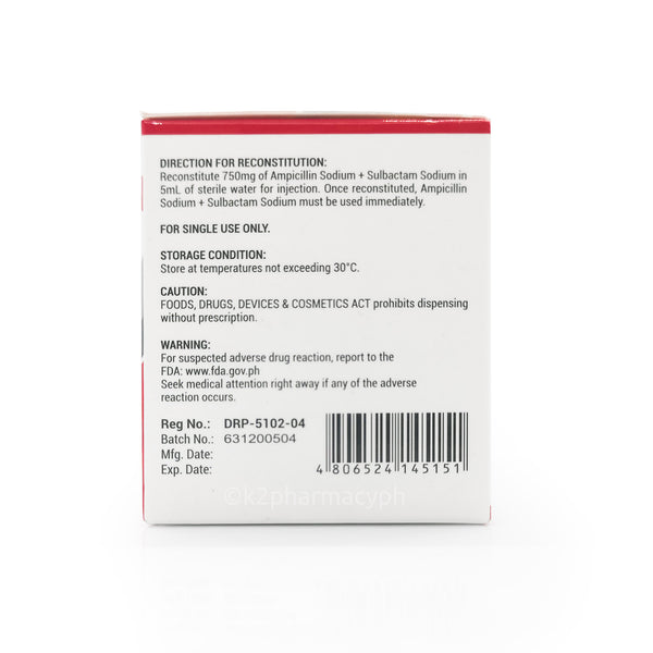 Sacriva -750 Ampicillin Sodium Sulbactam Sodium500mg/250mg Powder for ...