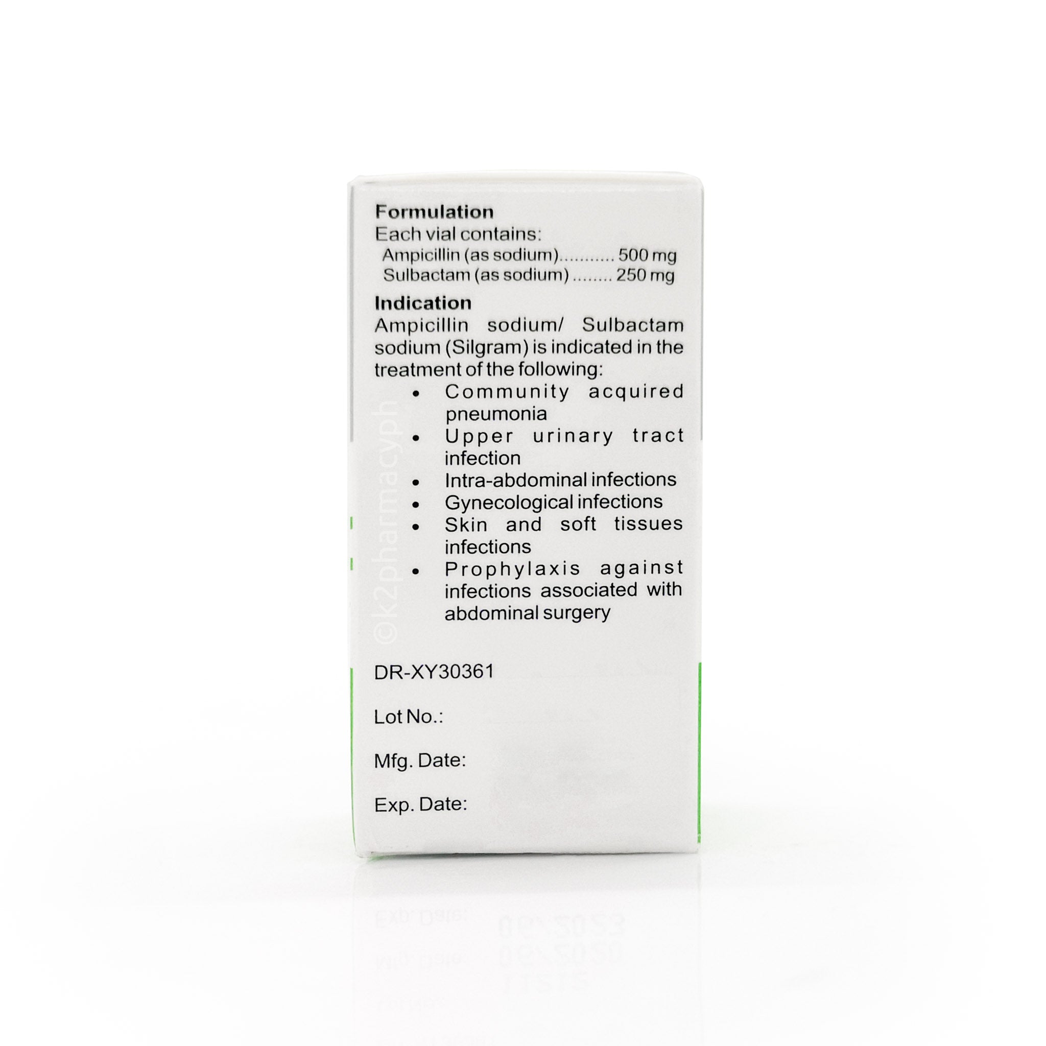 Silgram Ampicillin Sodium Sulbactam Sodium500mg / 250mg (I.M / I.V ...