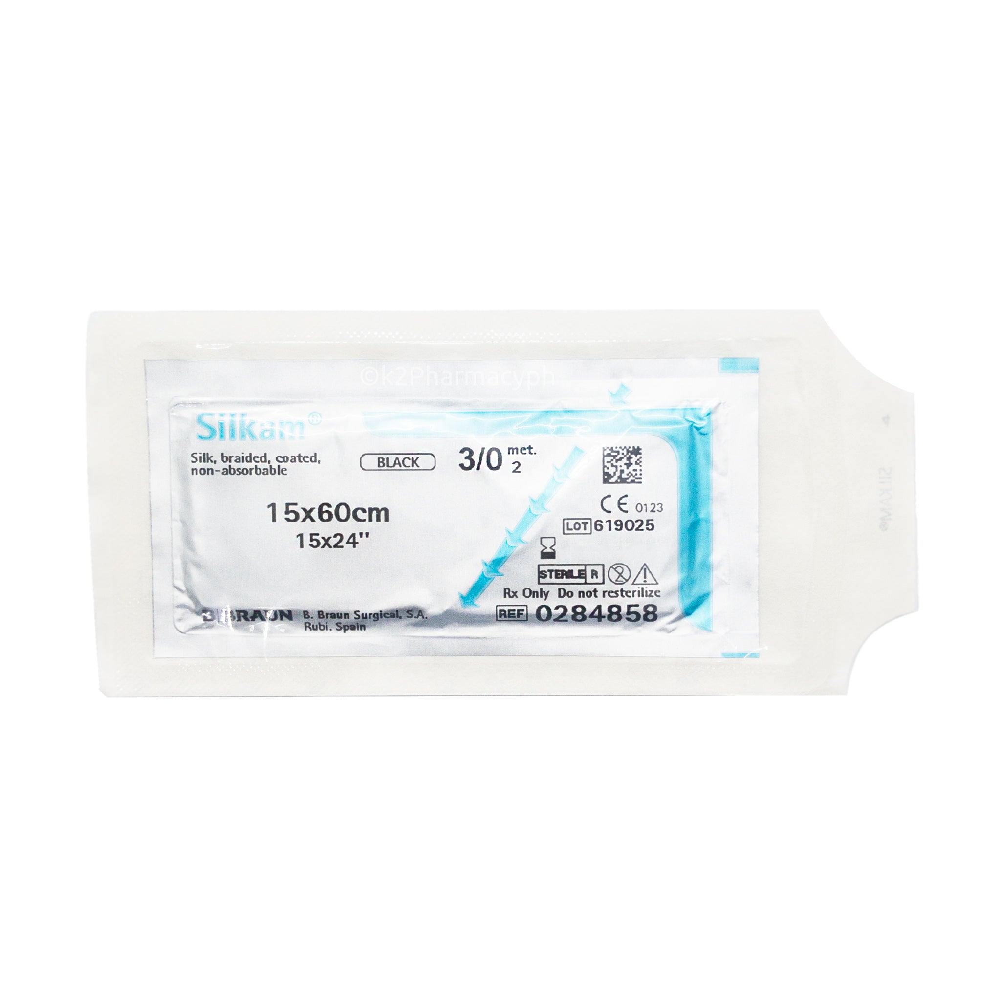 Silkam® Silk, Braided, coated, non-absorbable 3/0 15x60cm Black