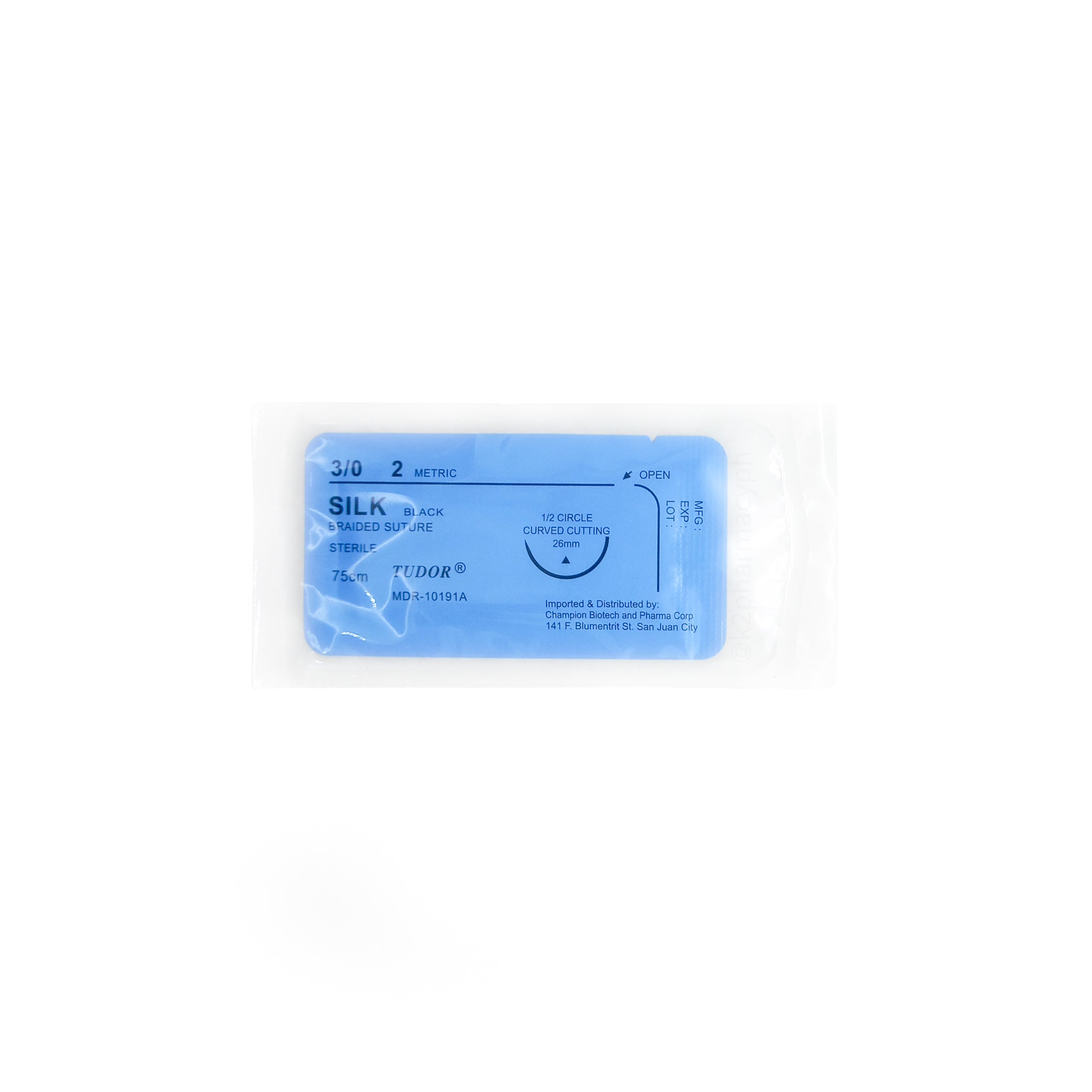 Tudor® Silk Black Braided Suture Sterile 3/0 2metric 75cm 1/2 Circle ...