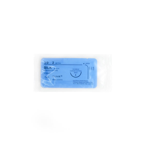 Tudor® Silk Black Braided Suture Sterile 3/0 2metric 75cm 1/2 Circle ...